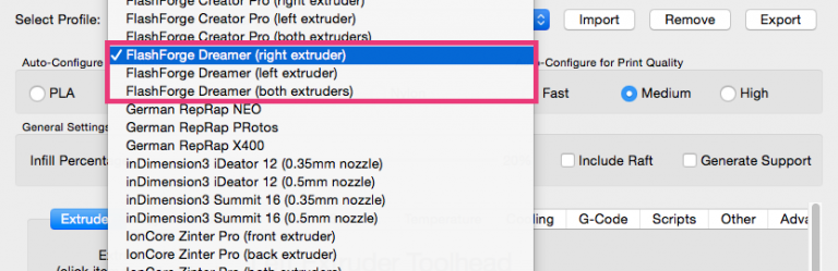 Flashforge Dreamer | Simplify3D Software